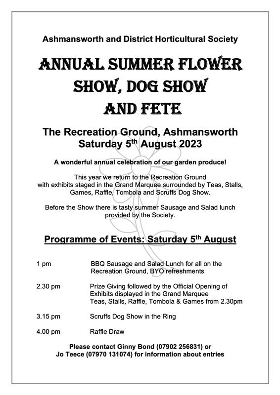 Flower Show and Fete, Ashmansworth, Newbury : Local News - HugoFox