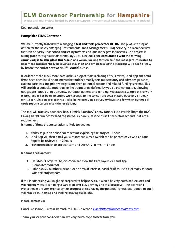 DEFRA Hampshire ELMS Convenor Test and Trials project, Ashmansworth ...