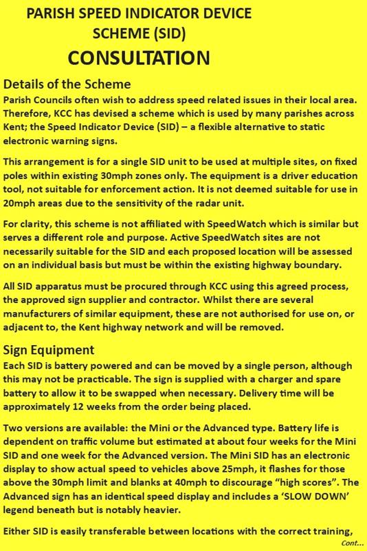 Parish Speed Indicator Device (SID) Scheme - Consultation, Dunton Green ...