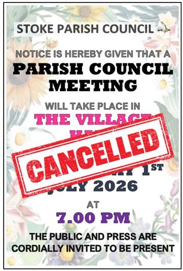 MEETING CANCELLATION - WEDNESDAY 1ST JULY 2026, Lower Stoke, Rochester ...